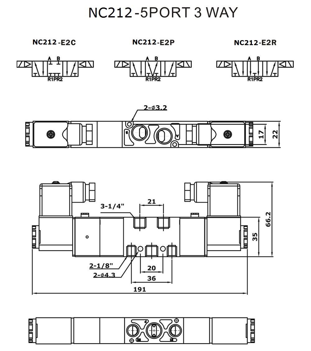 電磁閥-雙線圈五口三位